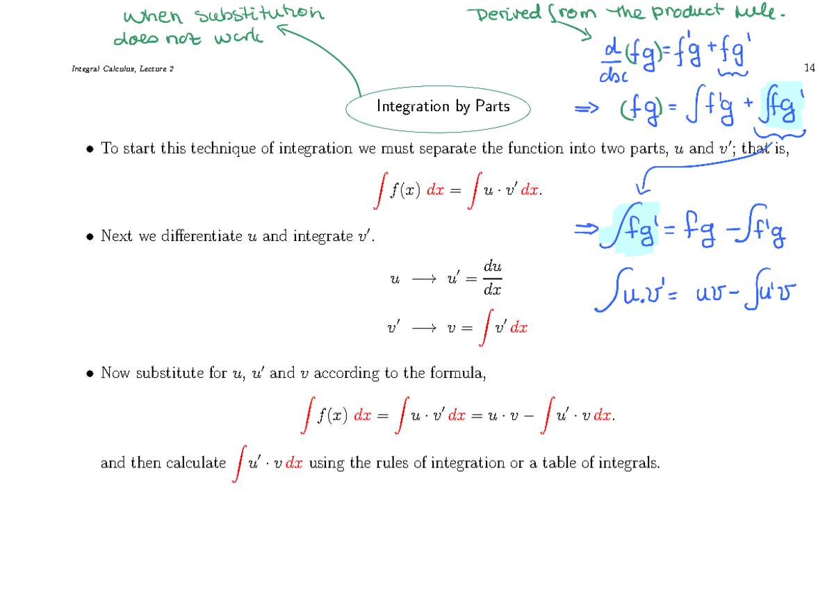 Ic2 lv integration by parts - 14 Integral Calculus, Lecture 2 ...