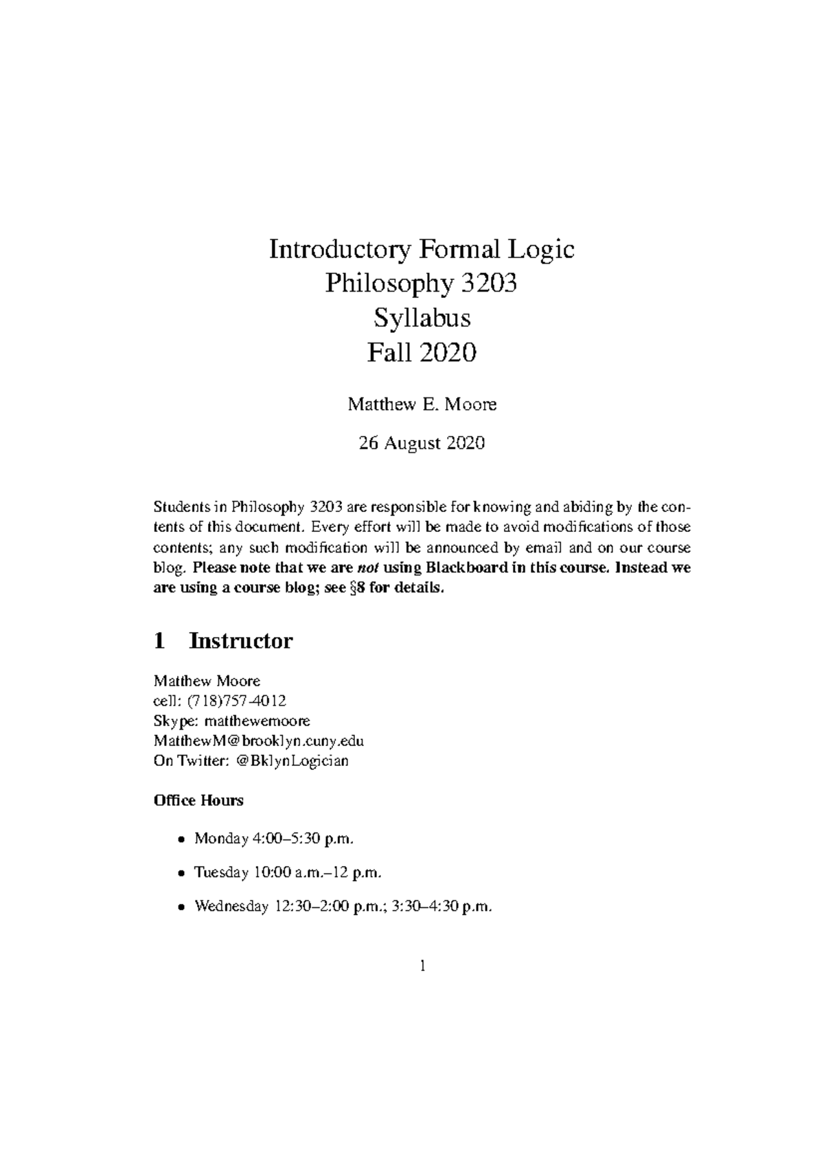 Formal Logic Syllabus - Introductory Formal Logic Philosophy 3203 ...