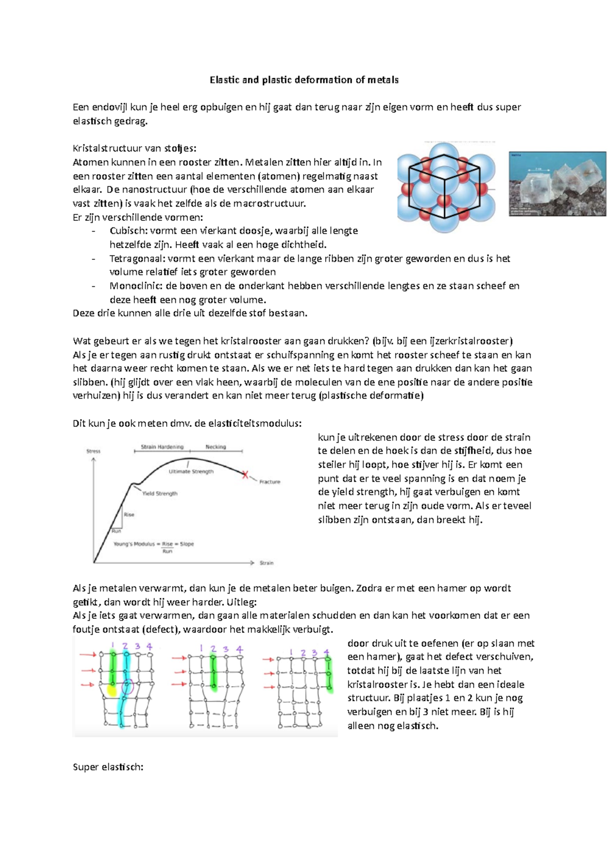 Elastic and plastic deformation of metals - Kristalstructuur van ...