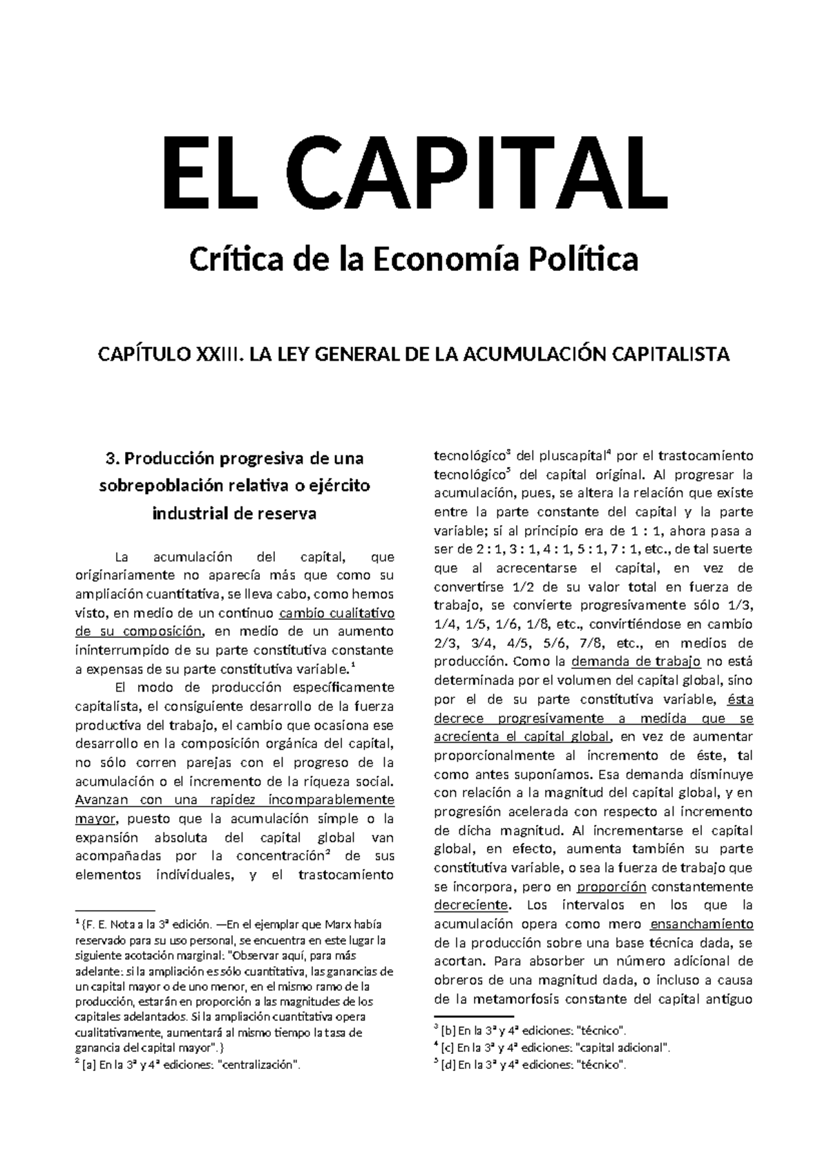 EIR - Es el resumen del capítulo - EL CAPITAL Crítica de la Economía ...
