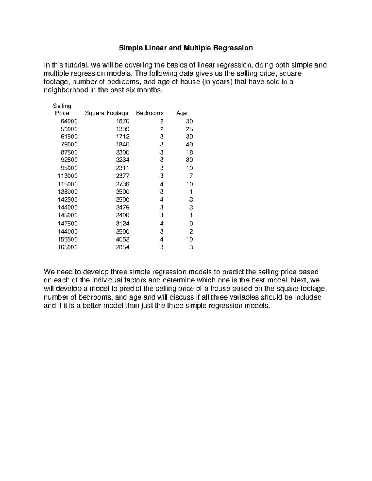 Simple Linear And Multiple Regression Analysis Simple Linear And Multiple Regression In This 