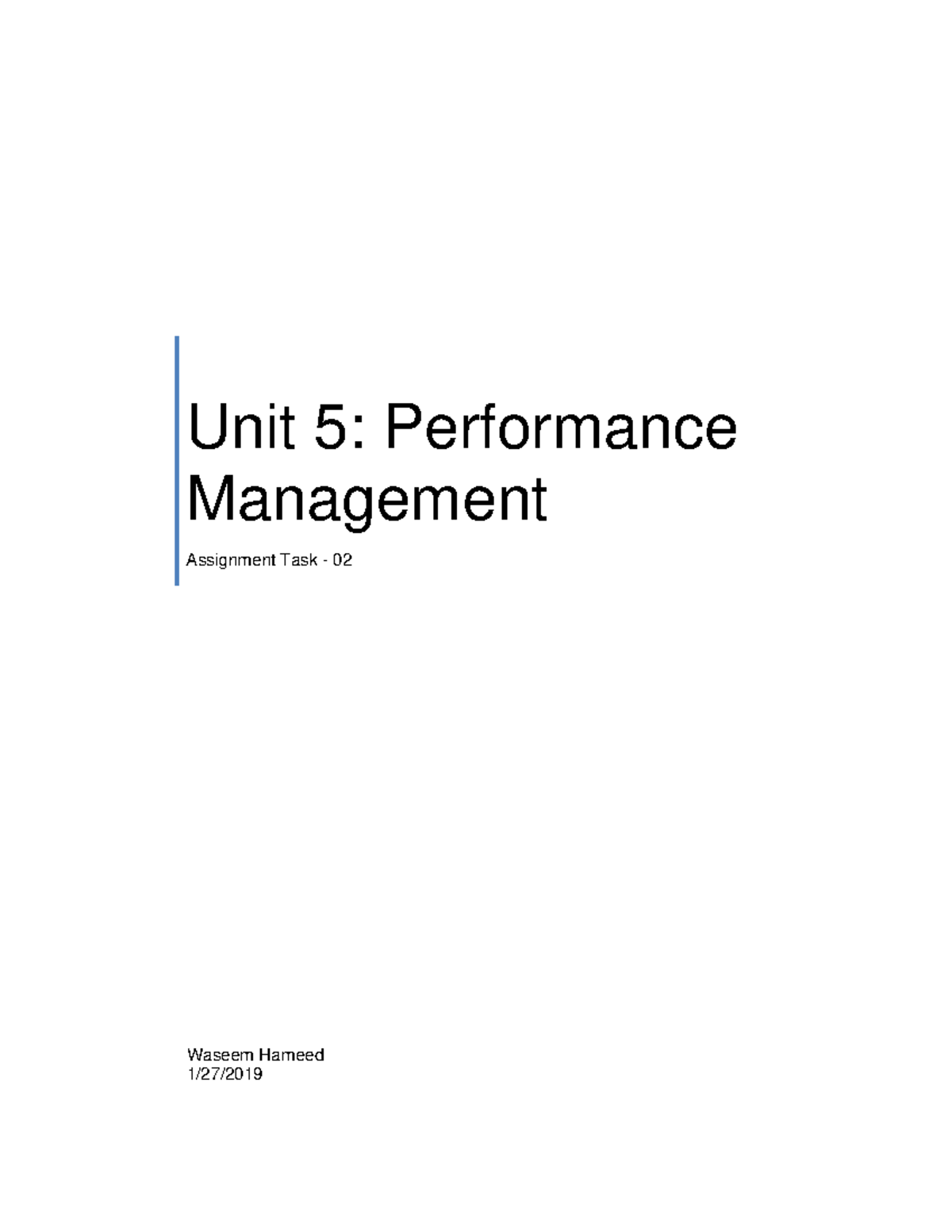 HRM Performance Management Performance A - Unit 5: Performance ...