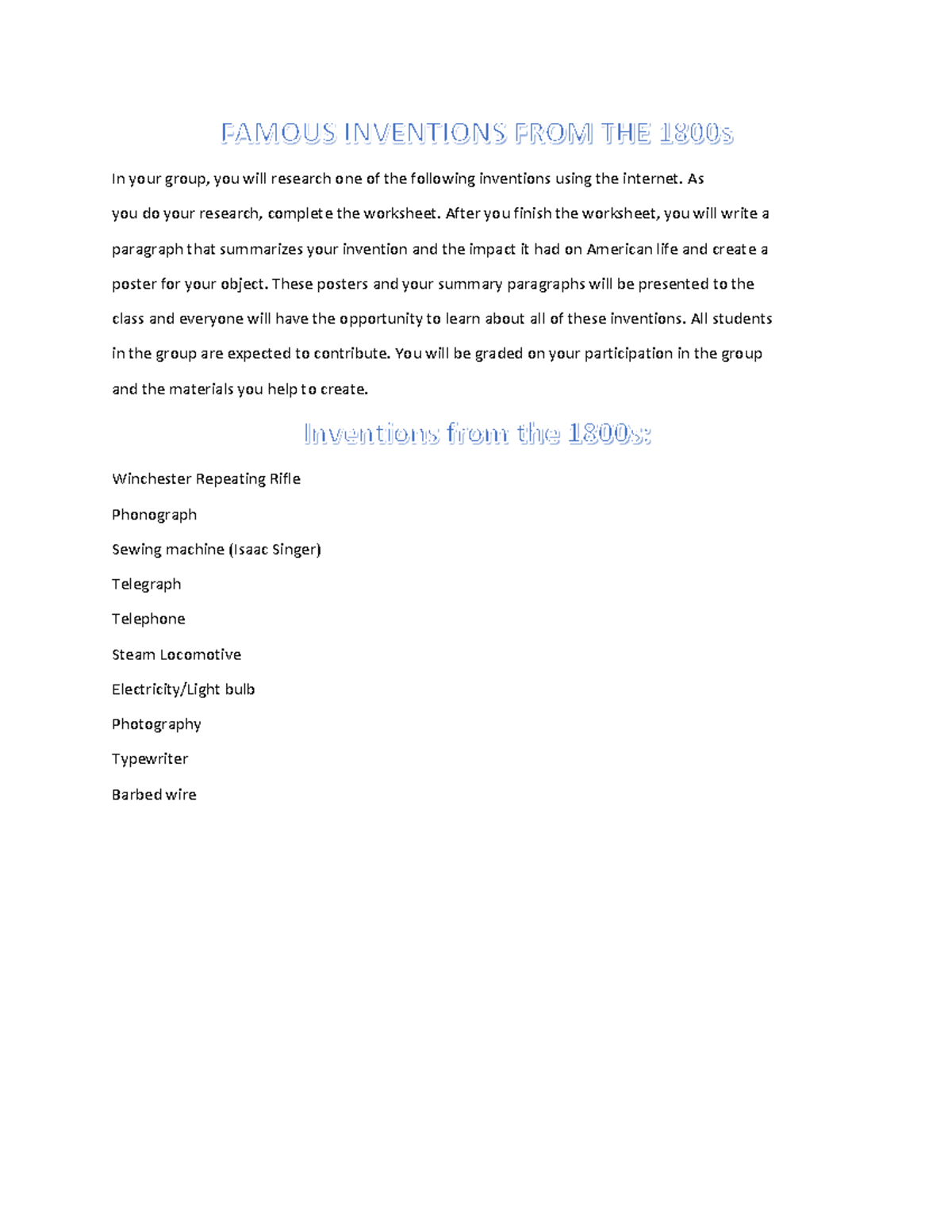 Kami Export - Conner Jones - Famous Inventions FROM THE 1800s - In your ...