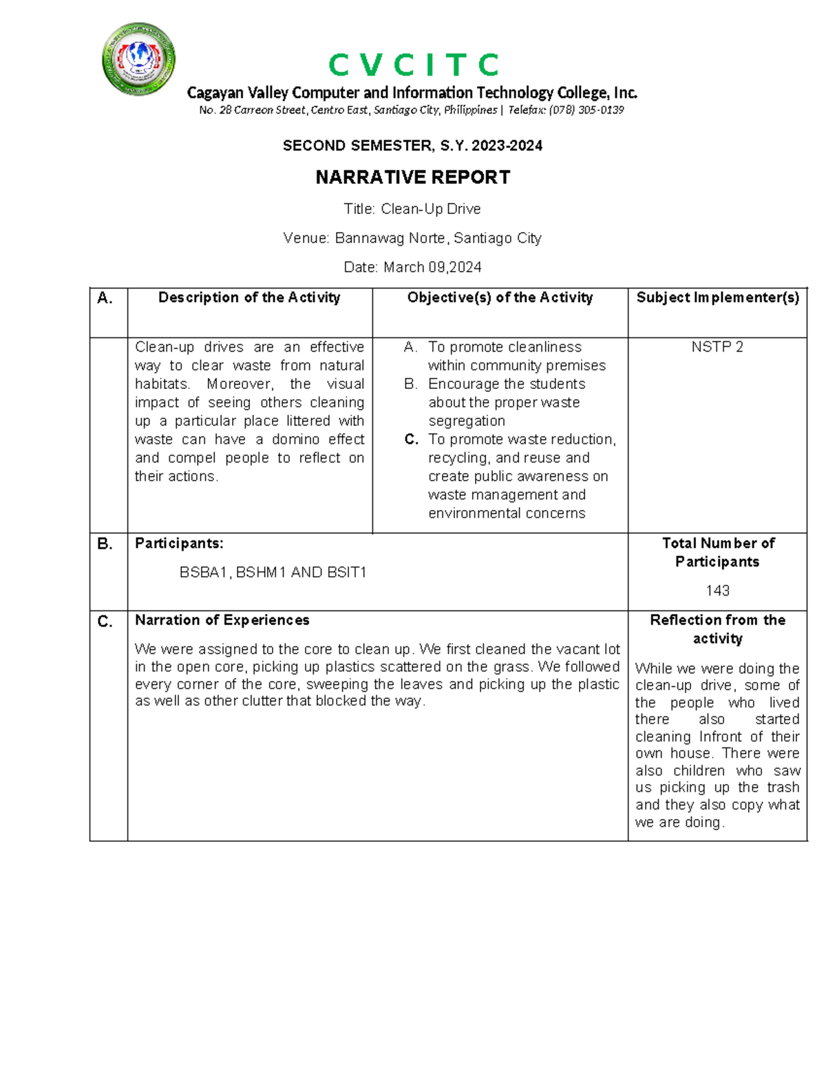 Week-3 (03-09-24) - yes - C V C I T C Cagayan Valley Computer and ...