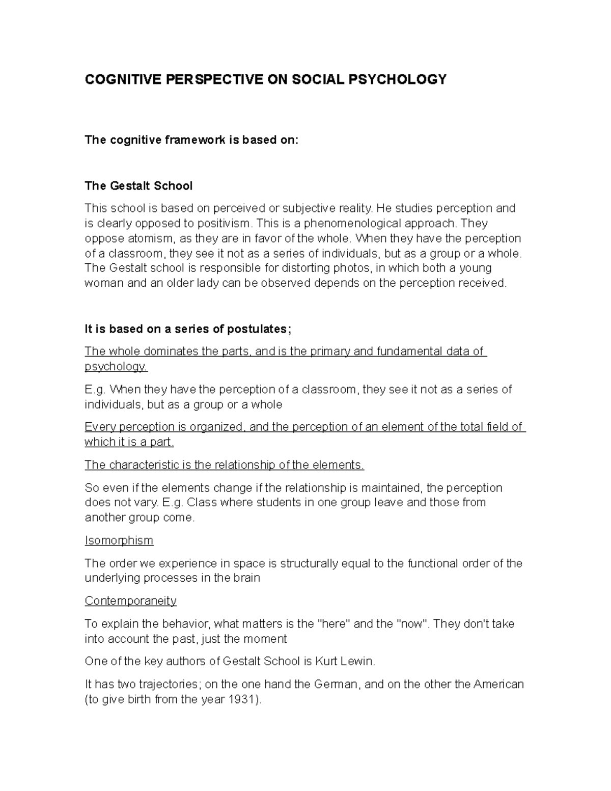 Cognitive perspective on social psychology - COGNITIVE PERSPECTIVE ON ...