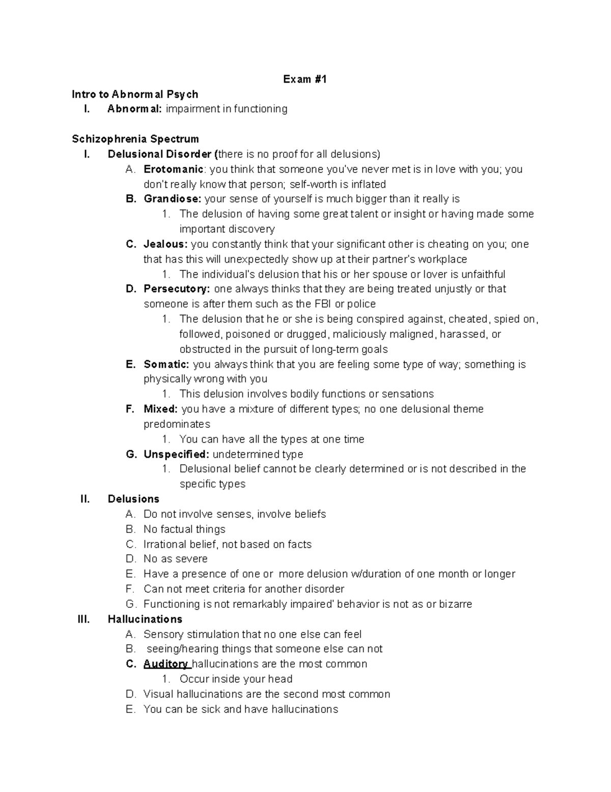 Psych 66 Exam #1 Review - Exam # Intro to Abnormal Psych I. Abnormal ...