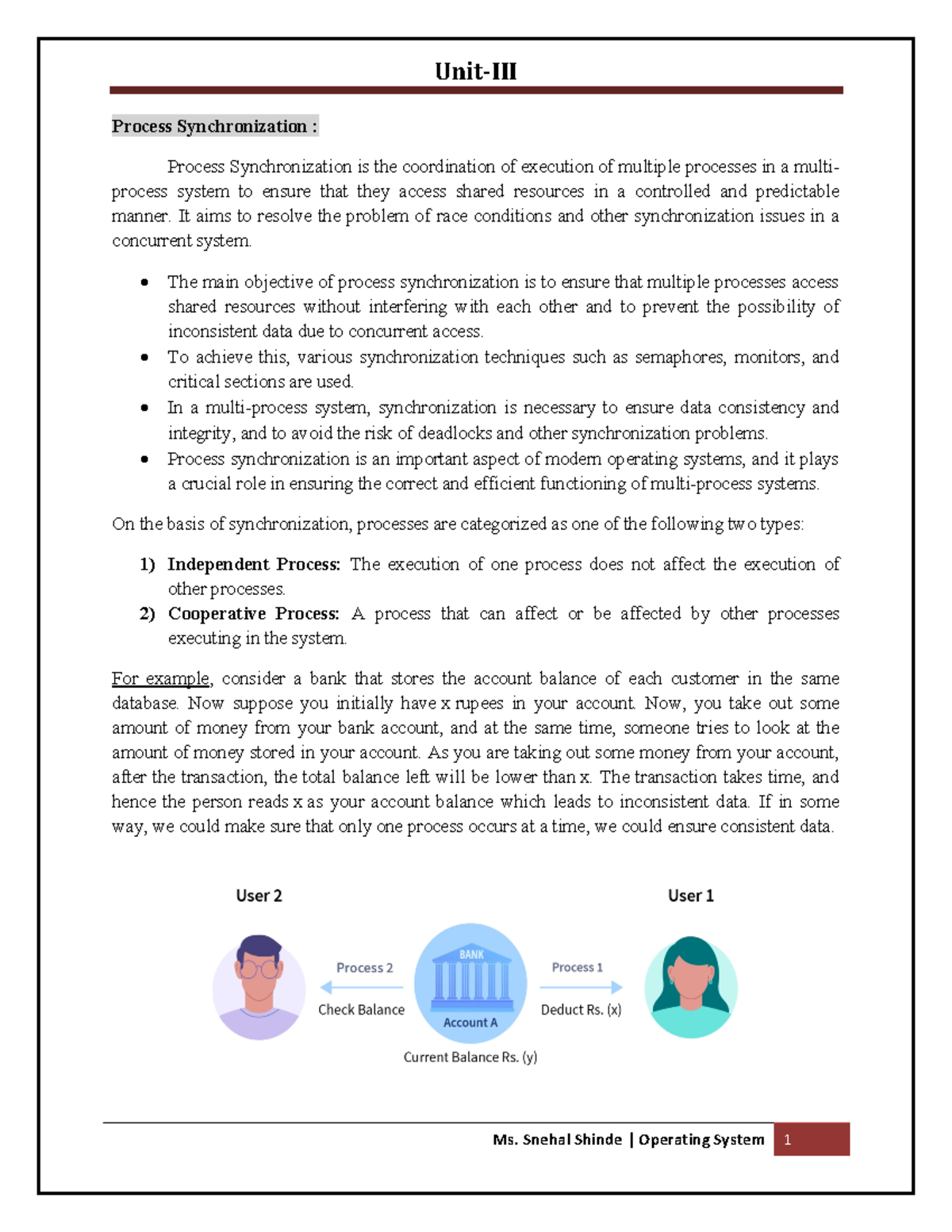 Unit Iii Notes Os Process Synchronization Process Synchronization 8579