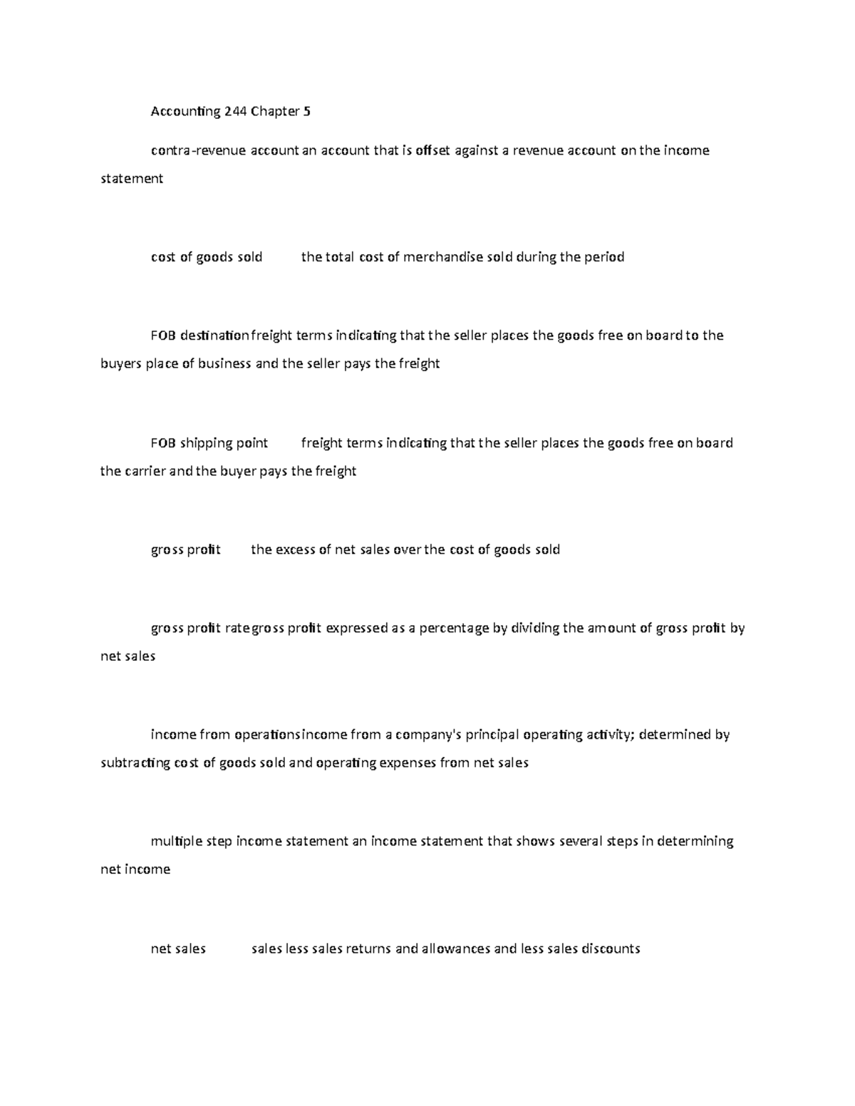 Accounting 244 Chapter 5 - Accounting 244 Chapter 5 contra-revenue ...