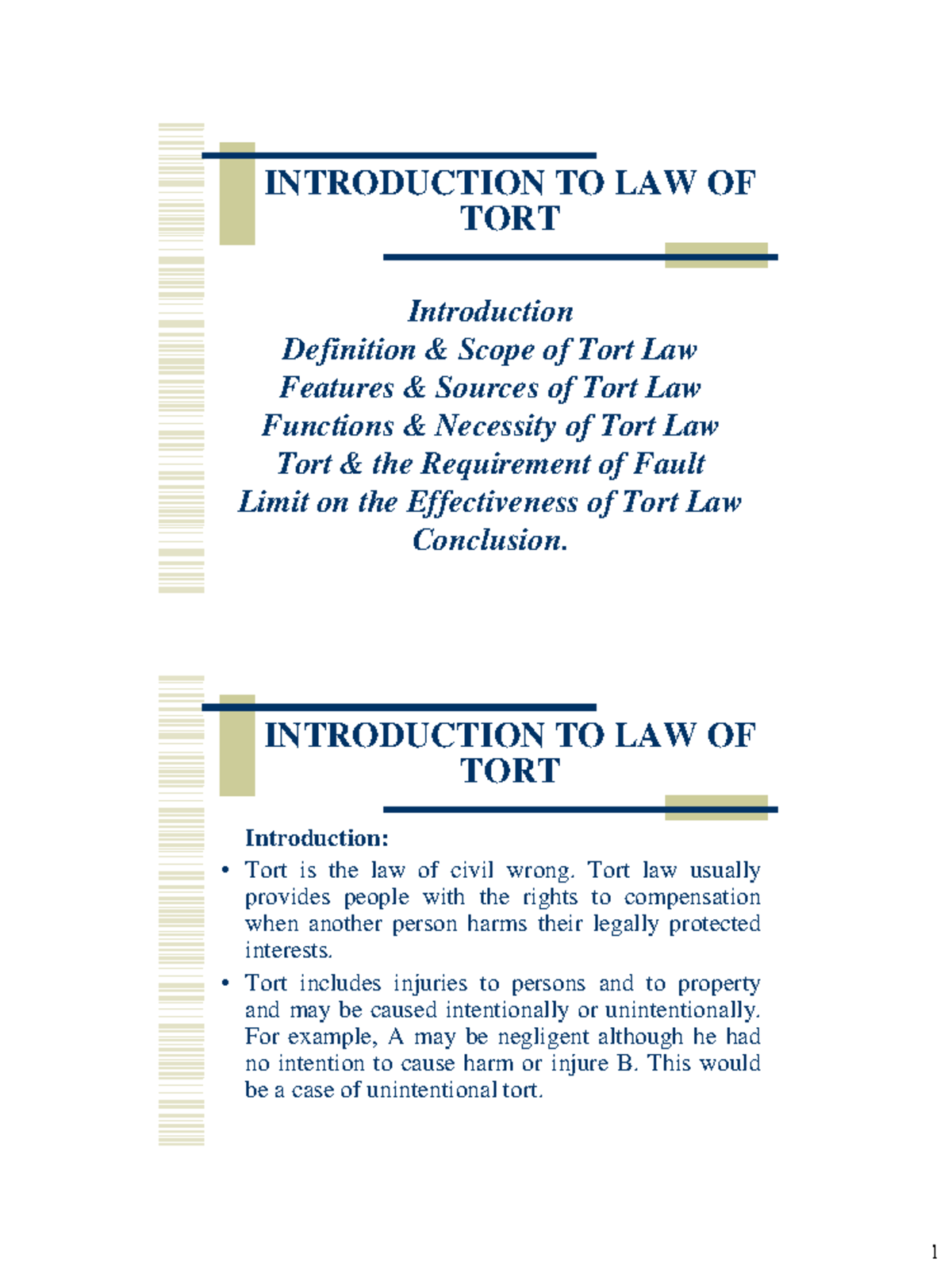 1. Introduction- Law of Tort I - UUM - Studocu