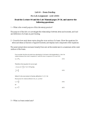 Lab6 prelab - Lab 06 – Biaxial Stress and Strain Pre-Lab Assignment - AAE 20401 Read the Lecture ...