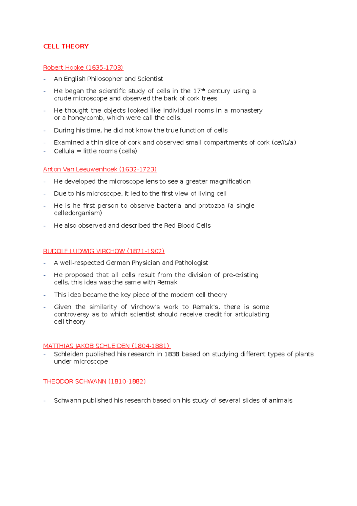 Gen bio reviewer 1 7 - ddcs - CELL THEORY Robert Hooke (1635-1703) An ...