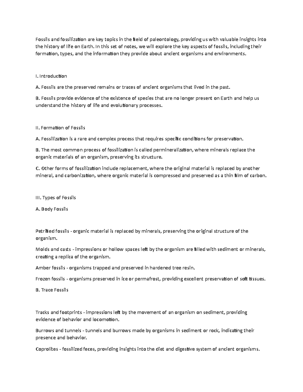 Fossils And Fossilization In This Set Of Notes We Will Explore The