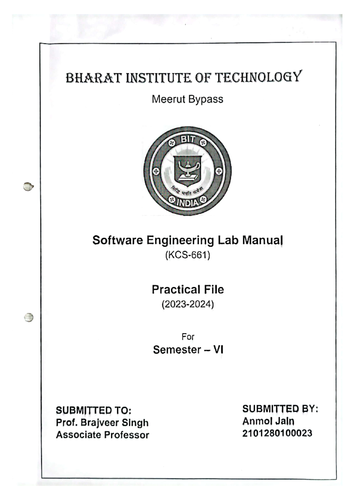 SE Lab - BHARAT INSTITUTE OF TECHNOLOGY Meerut pass BIT and INDIA x ...