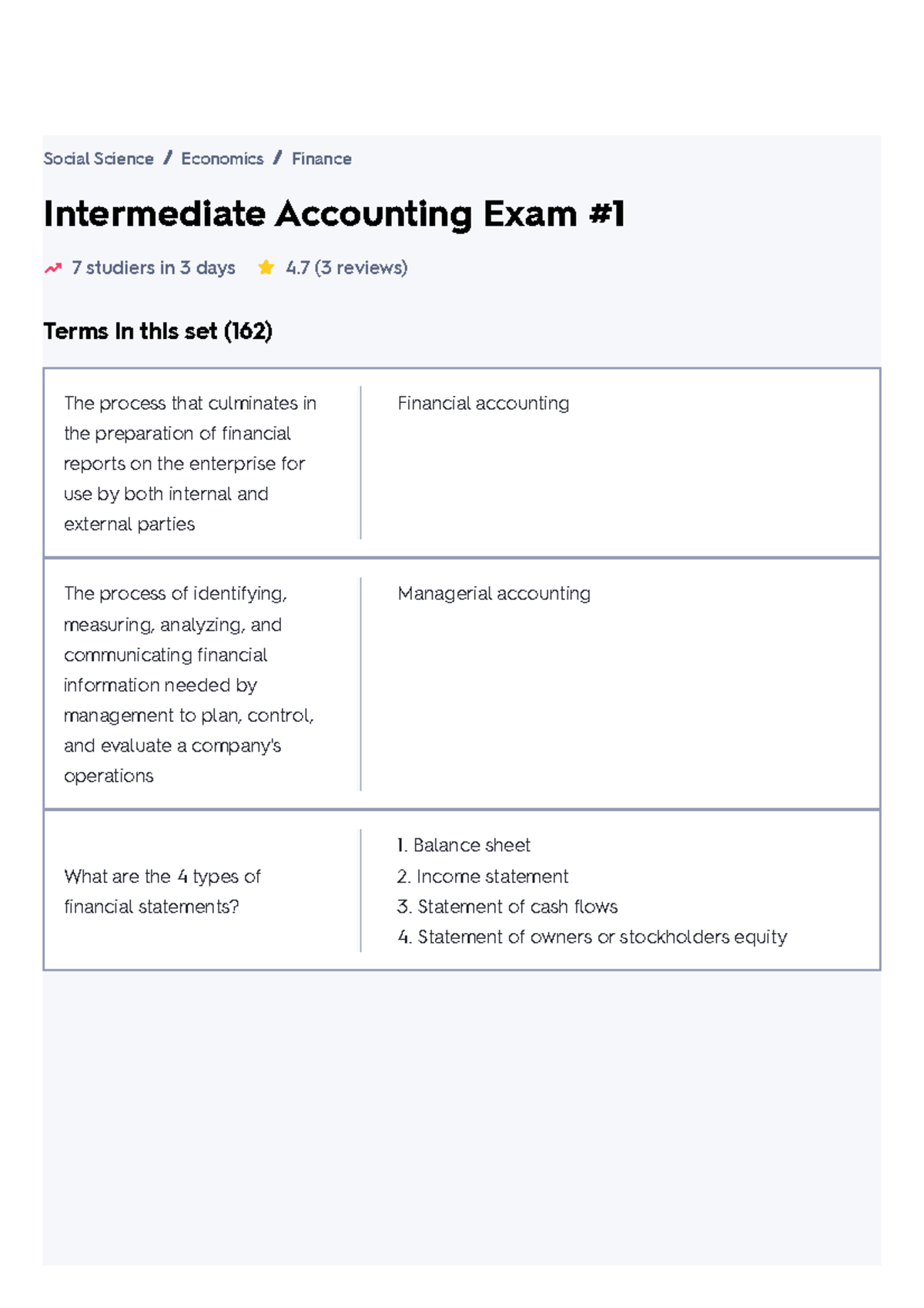 Intermediate Accounting Exam #1 Flashcard 1 - Intermediate Accounting ...