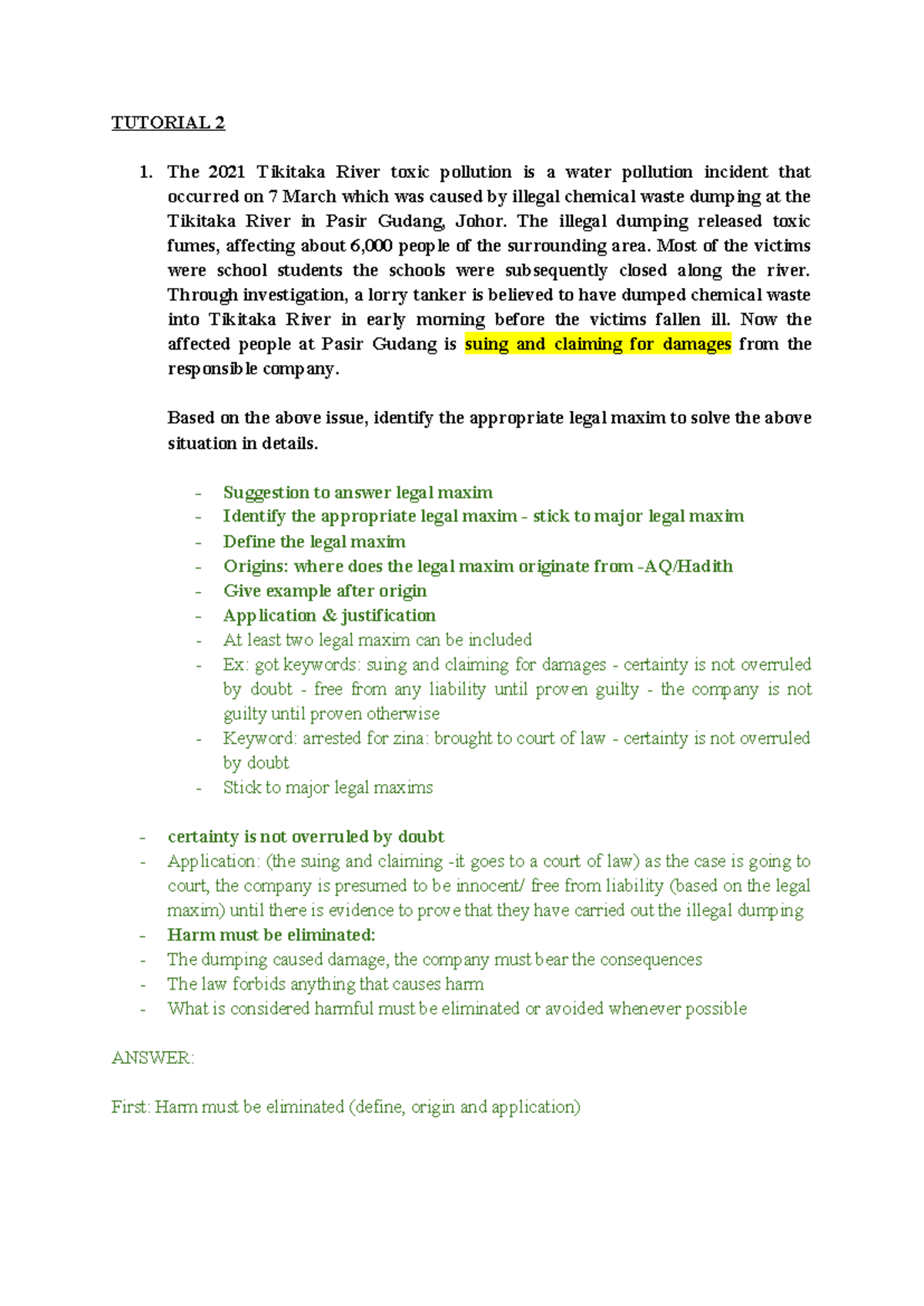 Tutorial 2 week 3 - TUTORIAL 2 The 2021 Tikitaka River toxic pollution ...