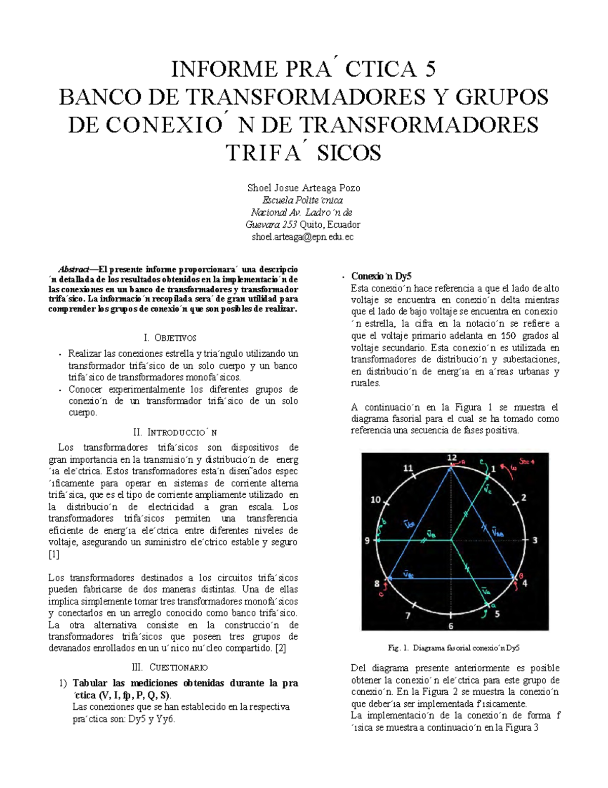 Ejemplo - Informe Formato IEEE - INFORME PRA ́ CTICA 5 BANCO DE TRANSFORMADORES Y GRUPOS DE ...