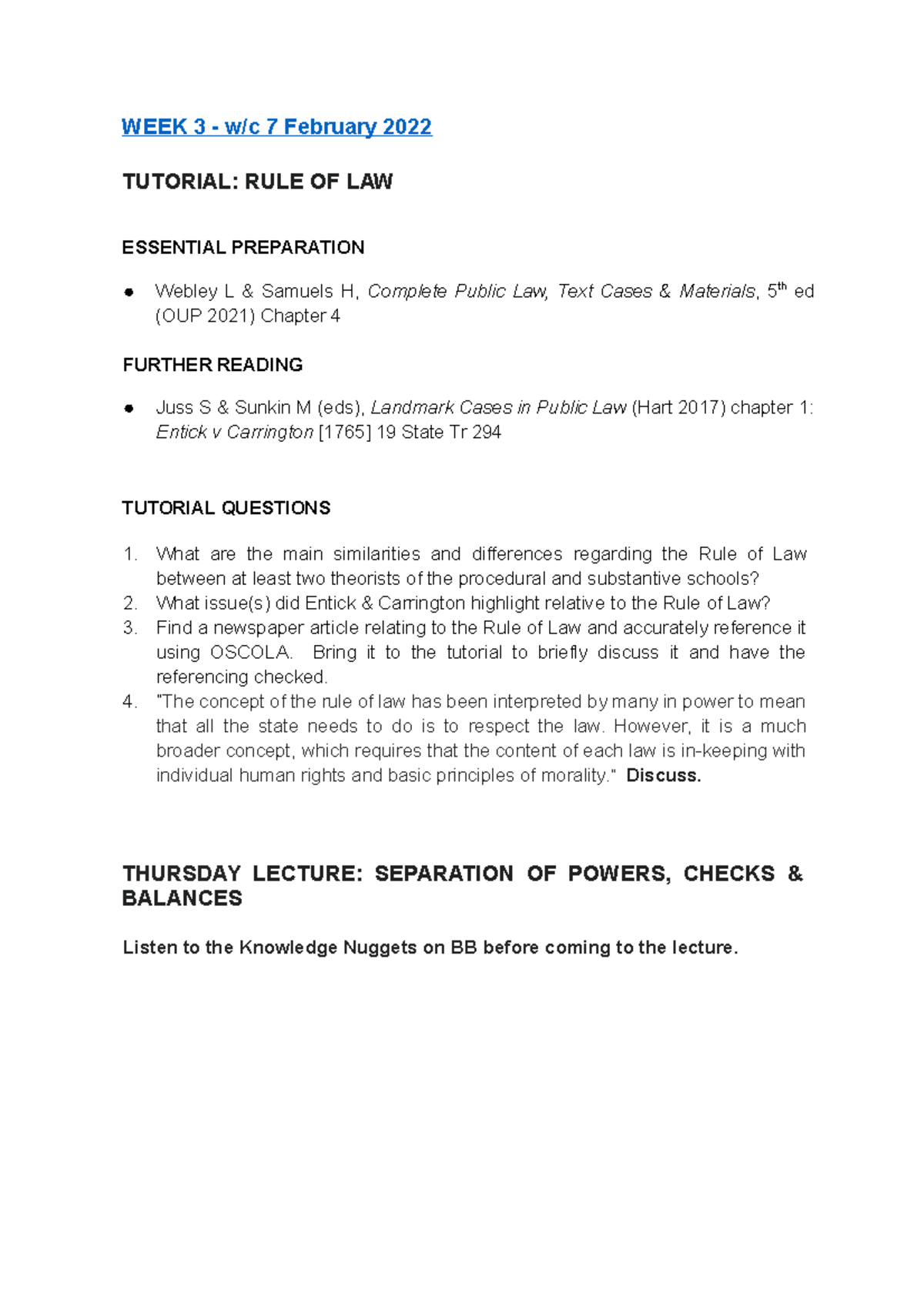 Week 3 Guidance - ccc - WEEK 3 - w/c 7 February 2022 TUTORIAL: RULE OF ...