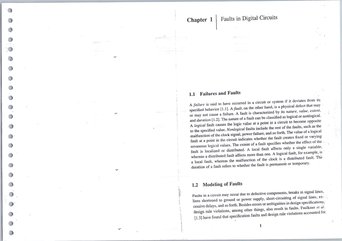 21EC63 - Unit 4 - NVMBHMBM - Chapter 1 Faults in Digital Circuits 1 Failures and Faults A ...