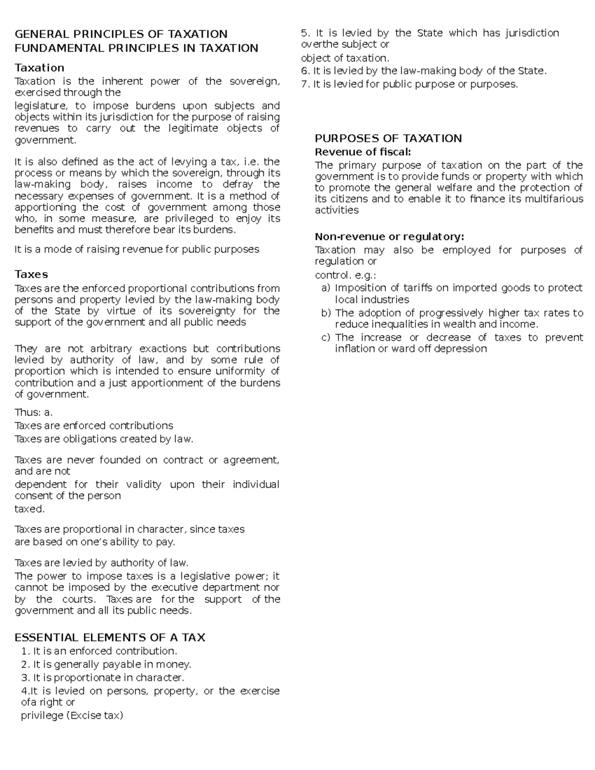 W9 General Principles OF Taxation - GENERAL PRINCIPLES OF TAXATION ...