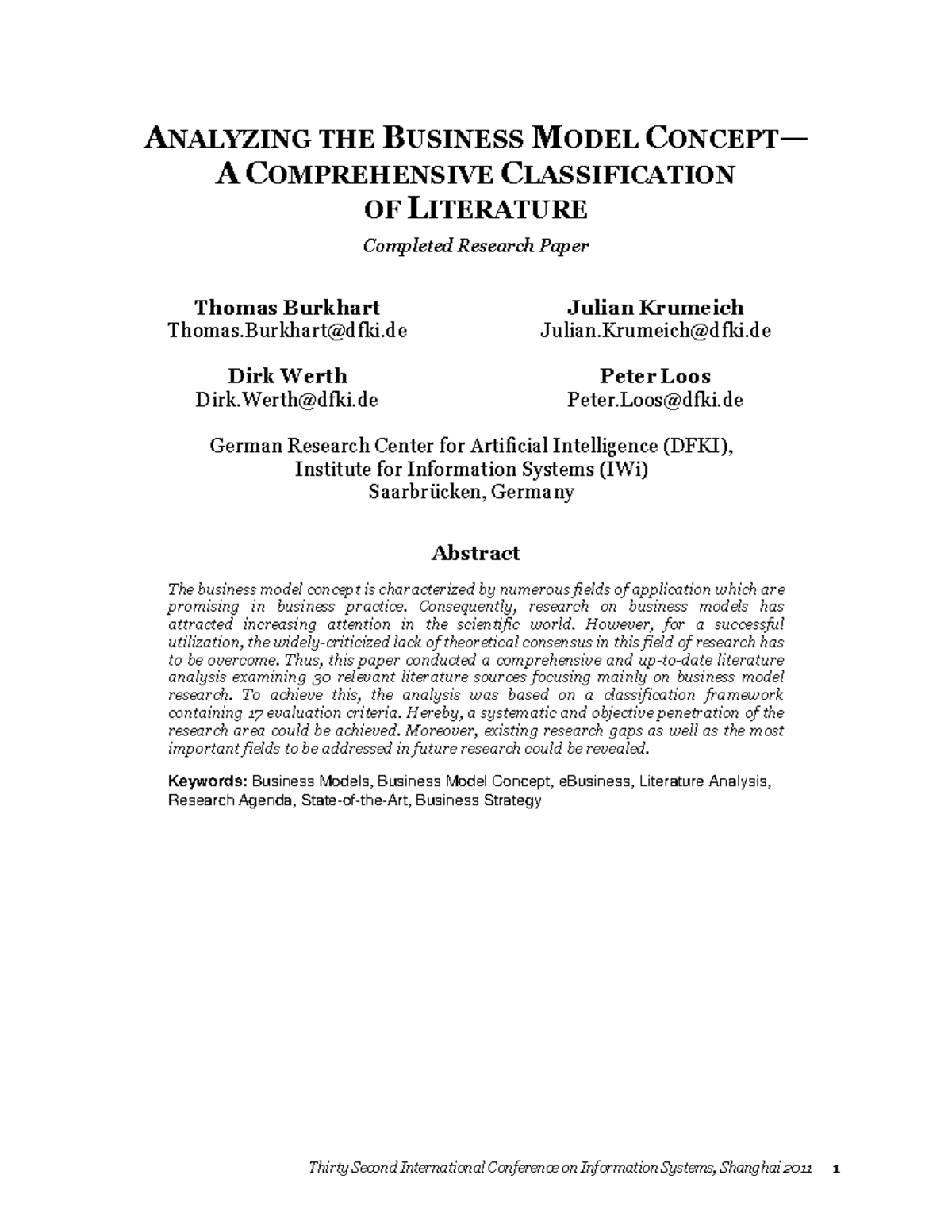 Analyzingthe Business Model Concept AComprehensive Classifica ...