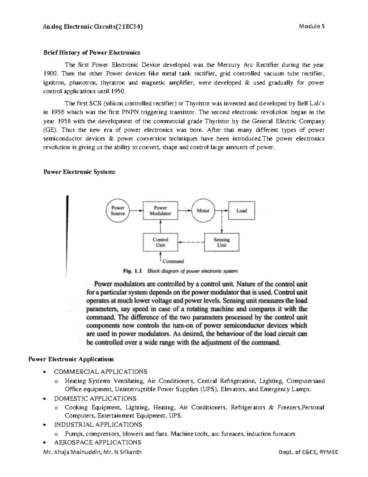AEC module 5 notes - analog basic electronics - Brief History of Power ...