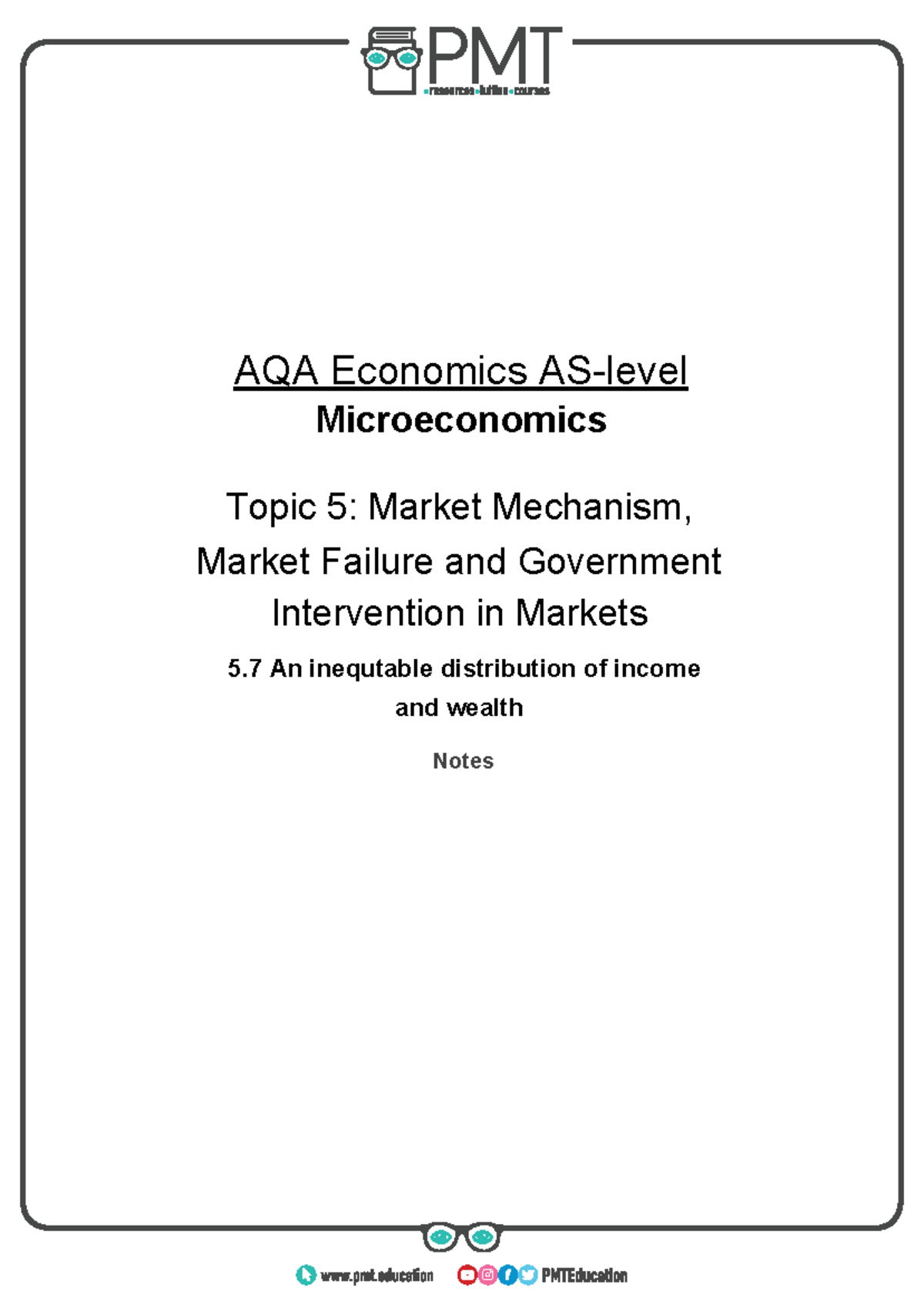 G) An inequitable distribution of income wealth - AQA Economics AS ...