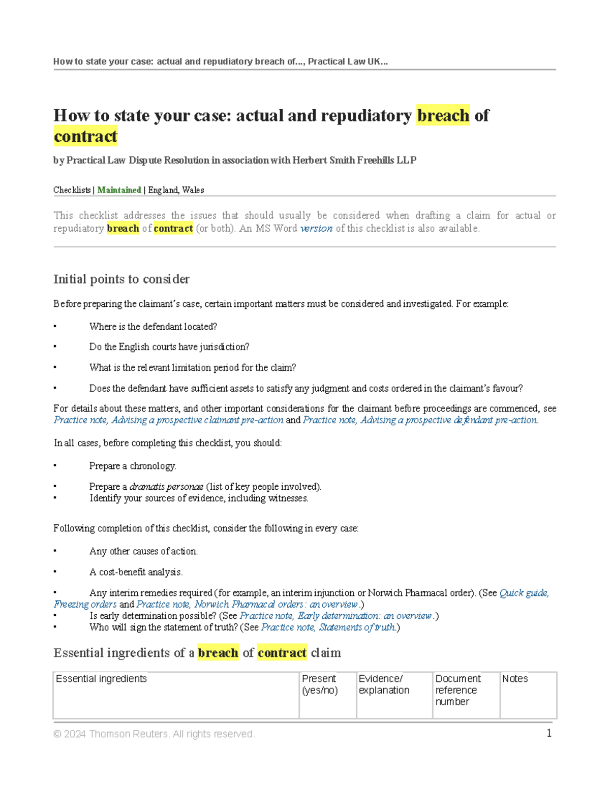How to state your case actual and repudiatory breach of contract - How ...