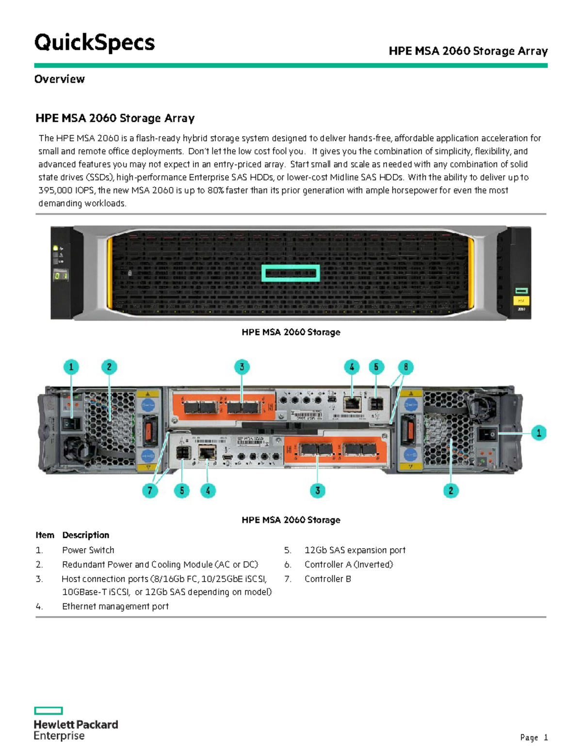 Hpe Msa 2060 Storage Array Tieng Anh Overview Hpe Msa 2060 Storage