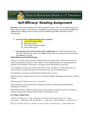 Hs420 document w11worksheet Update - Social Cognitive Theory: Reading ...