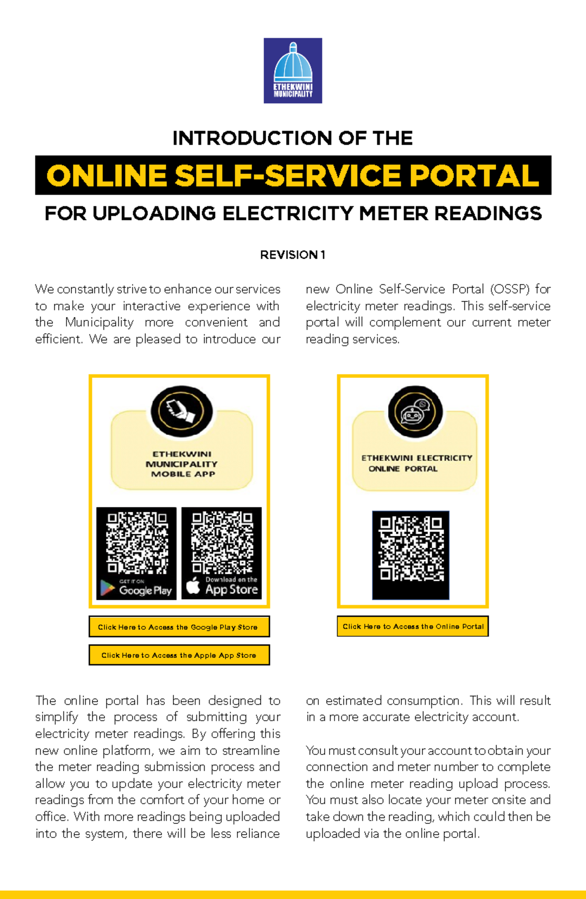 OSSP process - INTRODUCTION OF THE ONLINE SELF-SERVICE PORTAL FOR UPLOADING ELECTRICITY METER ...