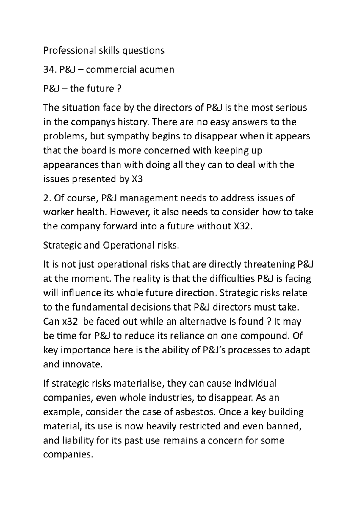 Professional skills questions - Professional skills questions P&J ...