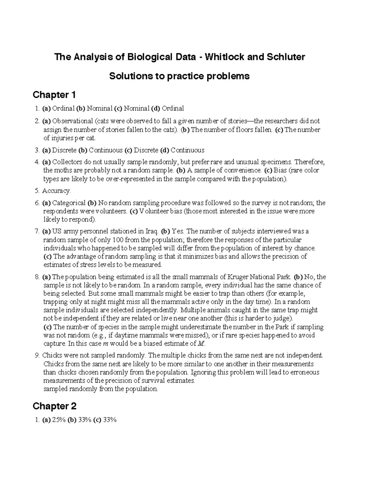 237476382 The Analysis Of Biological Data Practice problem answers ...