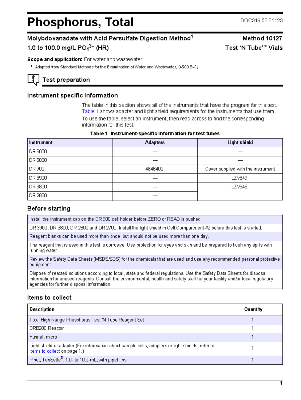 Phosphorus Total Molybdovanadate TNT DOC316 - Phosphorus, Total DOC316 ...