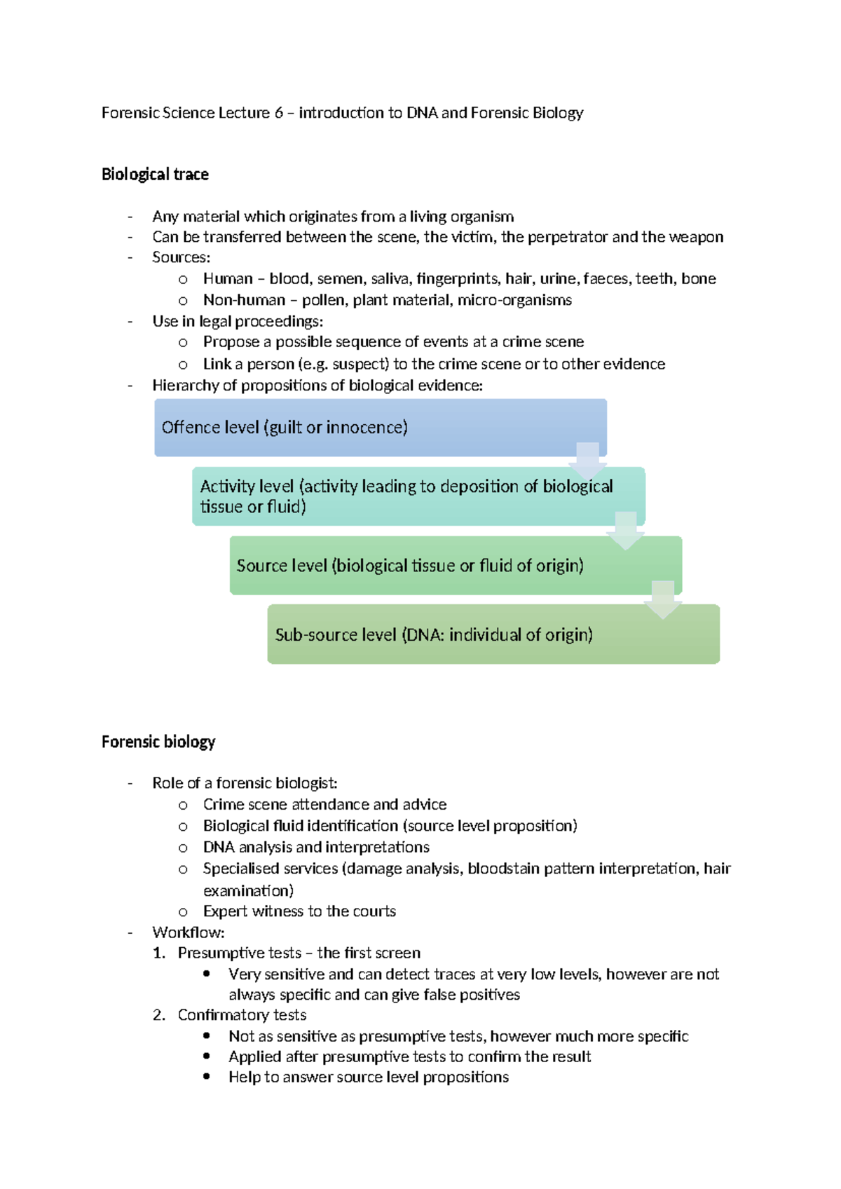Principles Of Forensic Science Lecture 6 Forensic Science Lecture 6 Introduction To Dna And