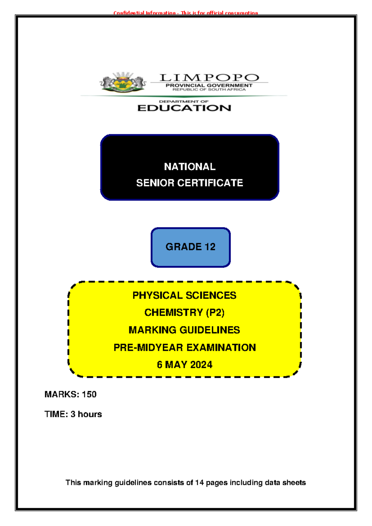 Physical Sciences P2 PRE- Midyear Examination Marking Cuidelines Grade ...