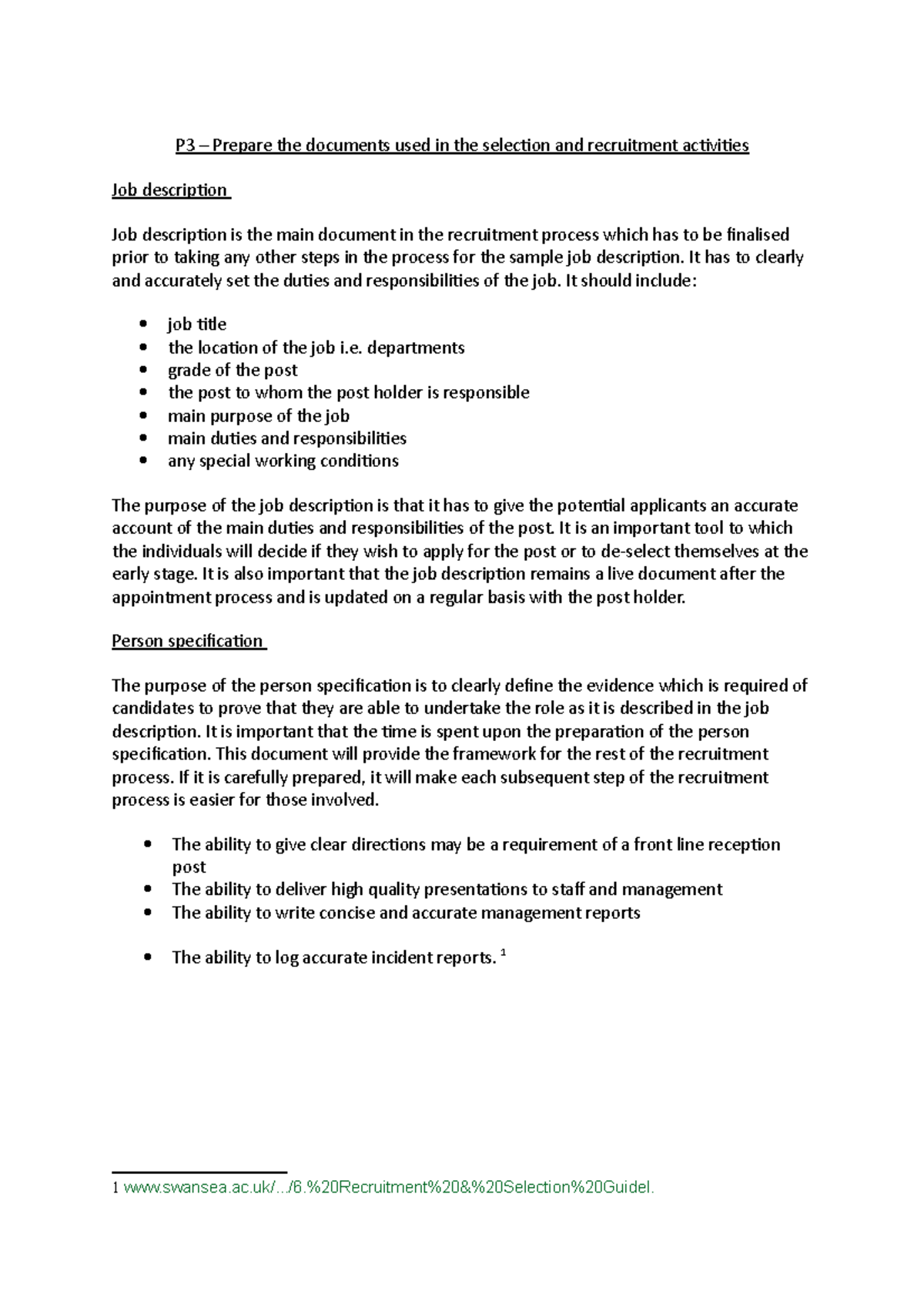 P3 - Unit 10,13,19 - P3 – Prepare the documents used in the selection ...