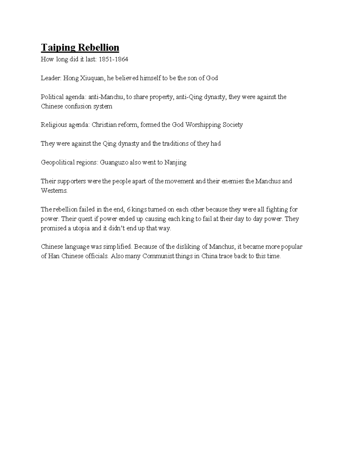 Taiping Rebellion - Taiping Rebellion How long did it last: 1851 ...