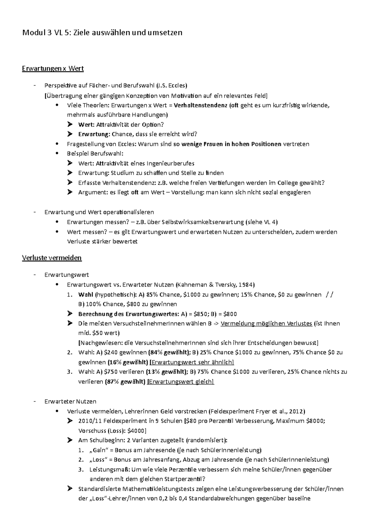 Modul 3 VL 5 Ziele auswählen und umsetzen - Modul 3 VL 5: Ziele ...