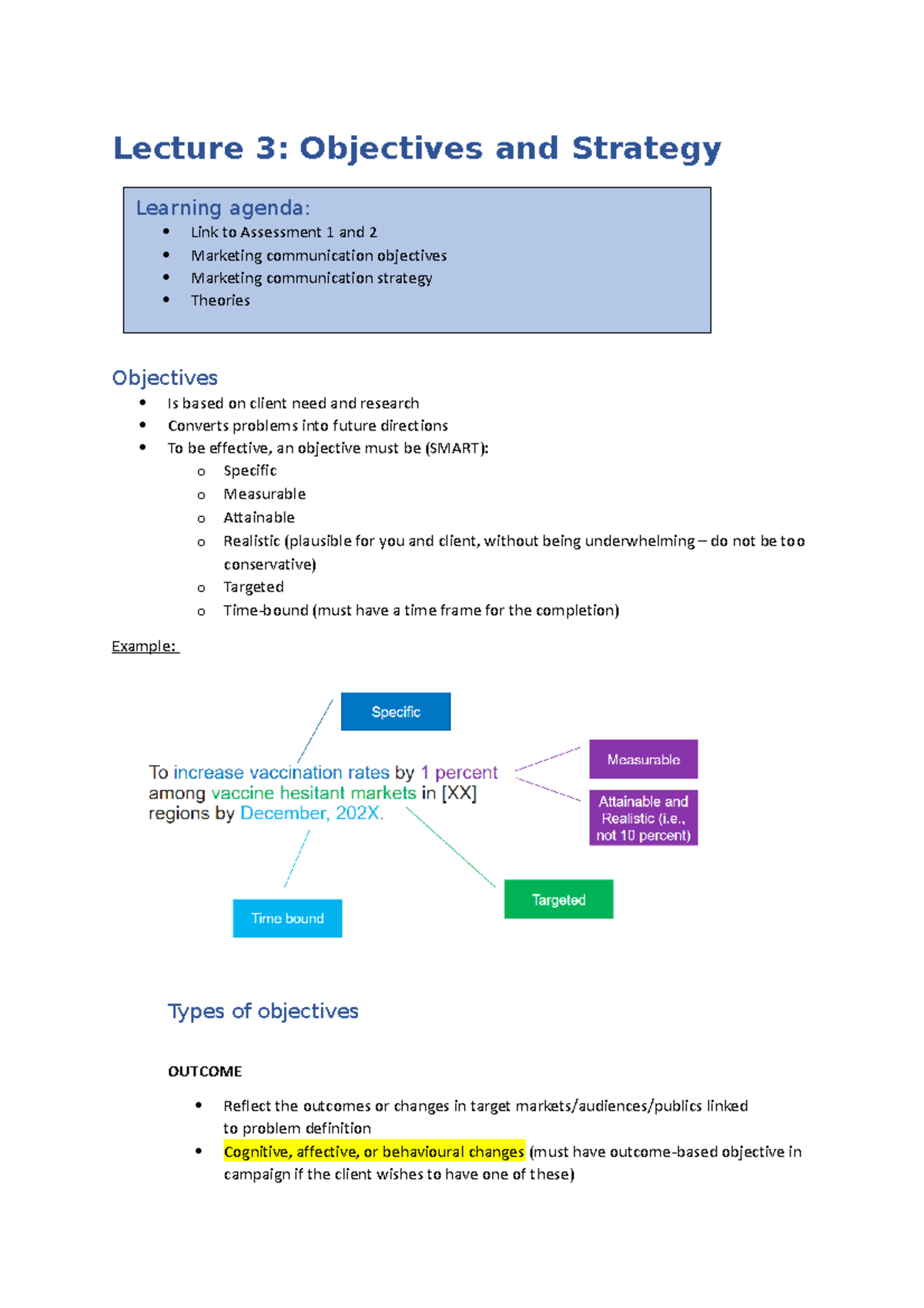 Lecture 3 Notes - Lecture 3: Objectives and Strategy Objectives Is ...