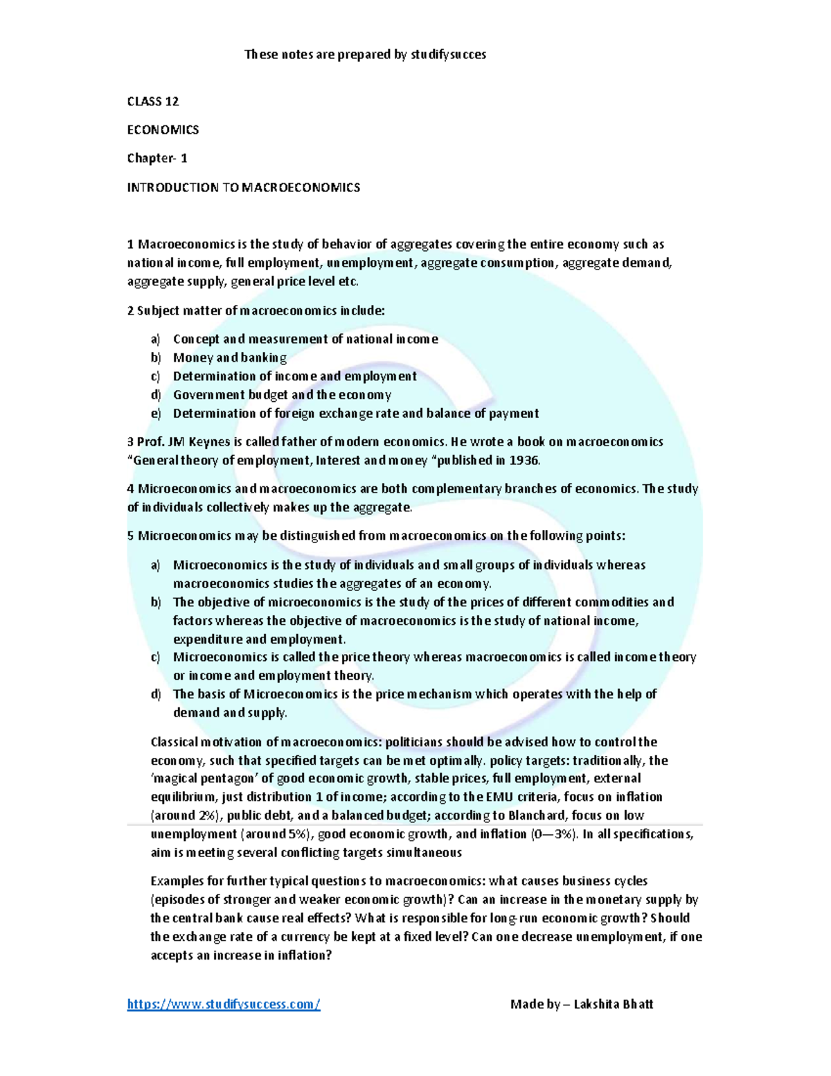 Class 12 ch-1 Inroduction to macroeconomics - These notes are prepared ...