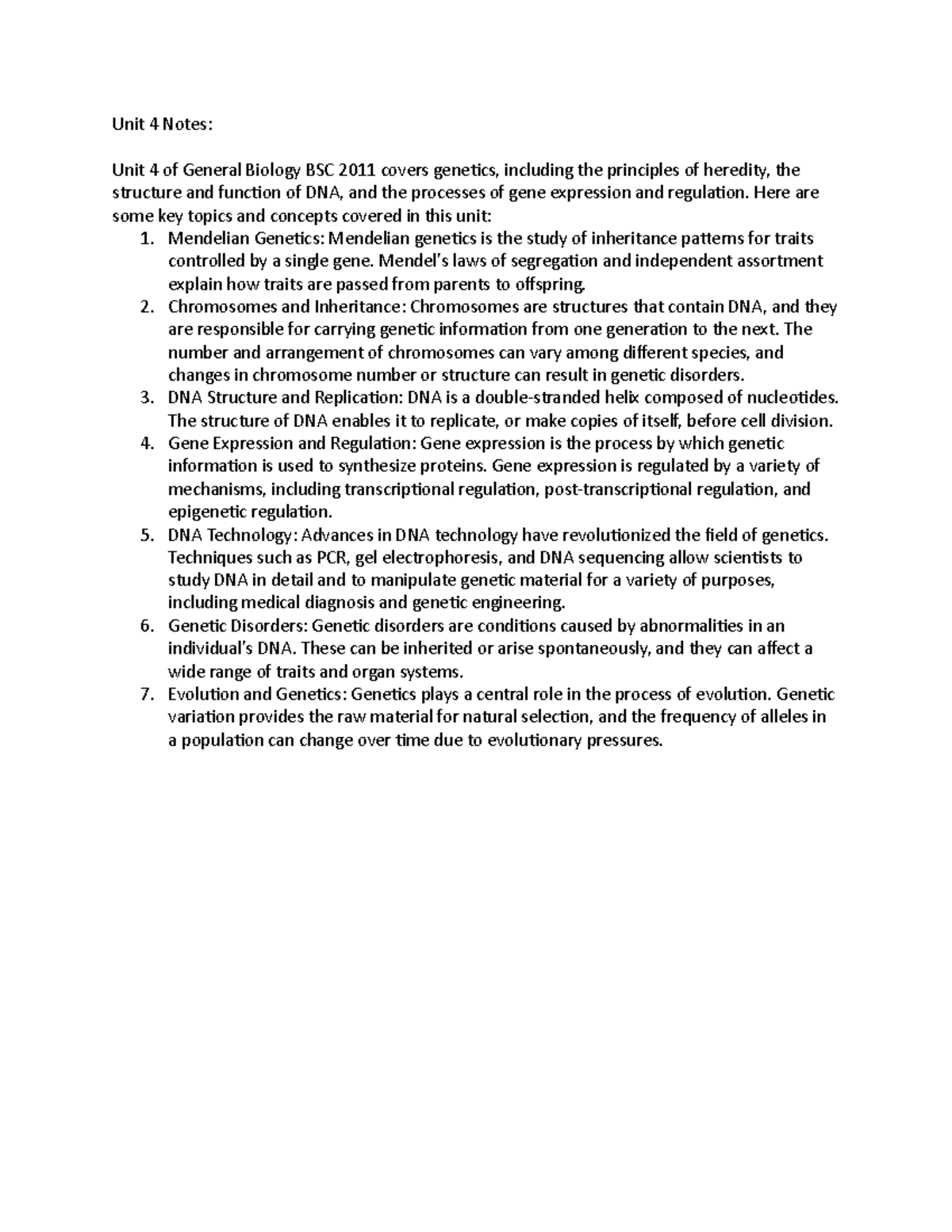 Unit 4 Notes - Unit 4 Notes: Unit 4 of General Biology BSC 2011 covers ...