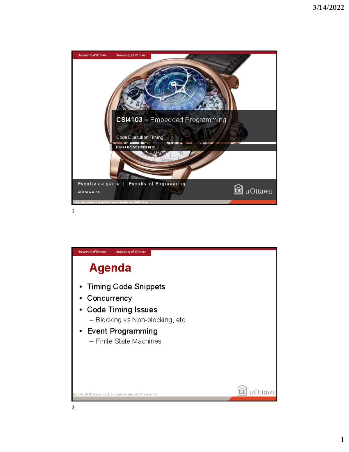 8 Timing Constraints Deadlines Event Counting - CSI4103 – Embedded Programming Code Execution ...