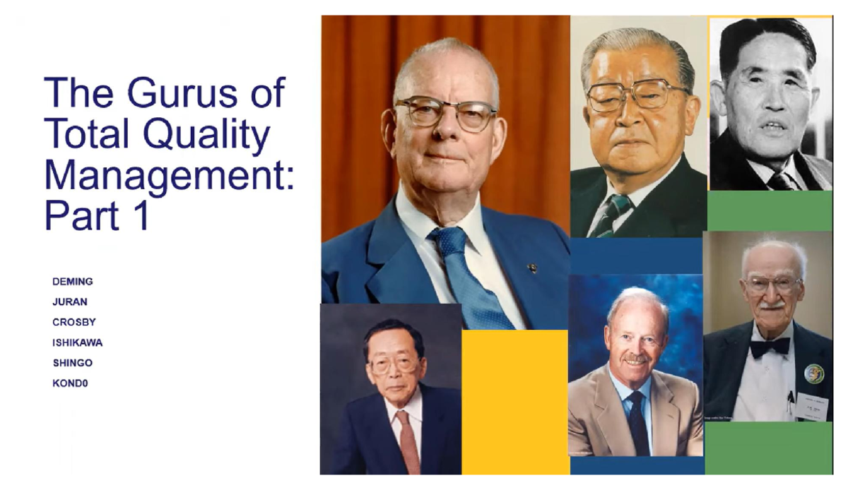 PPT The Gurus of Total Quality Management Part 1 - Quality Management Systems - Studocu