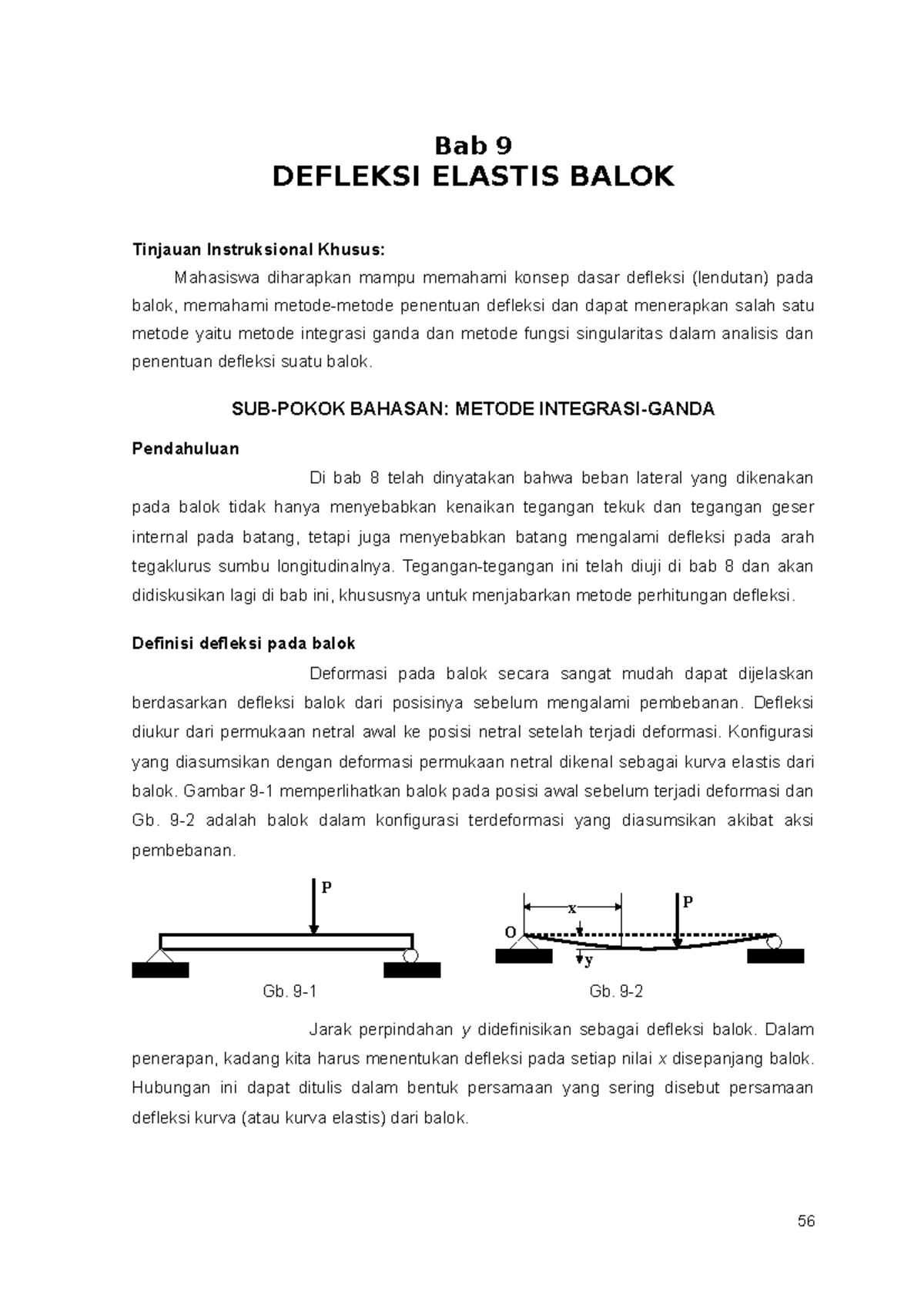 Defleksi analisis balok metode integrasi - P x P y O Bab 9 DEFLEKSI ...