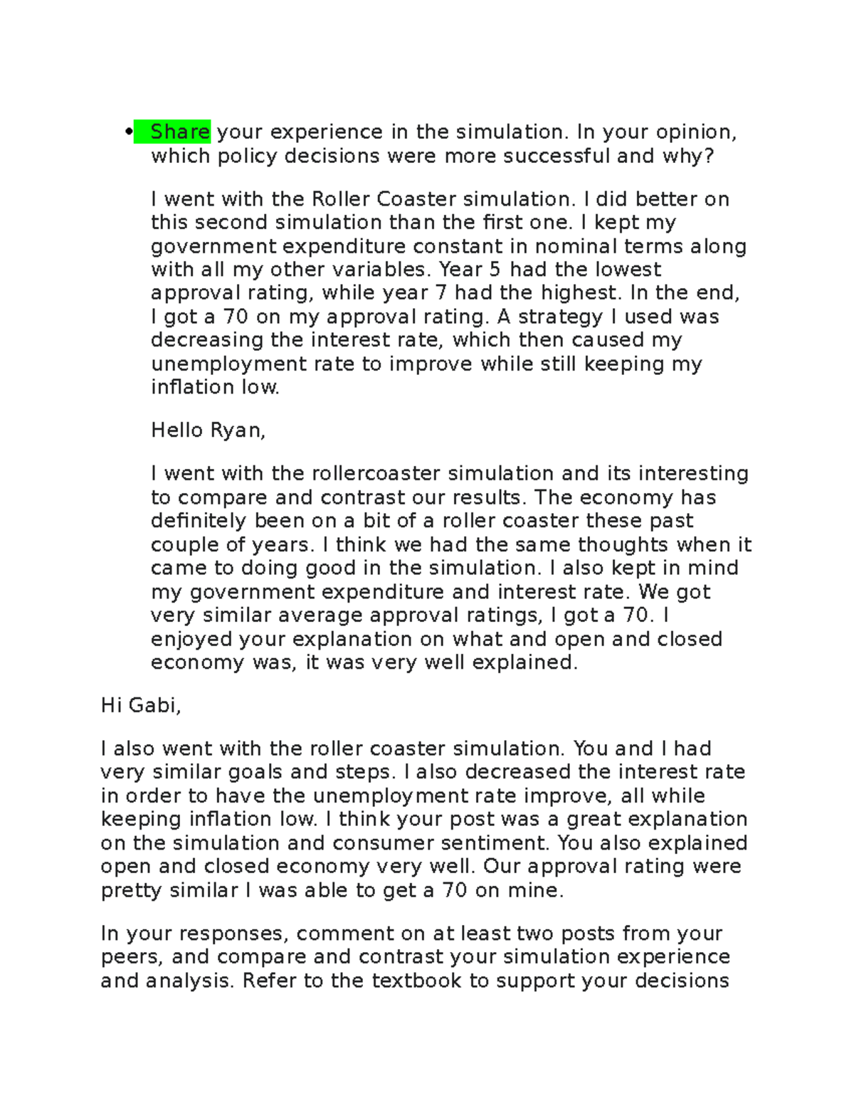 7-2 Simulation Discussion Second Run of Econland - Share your ...
