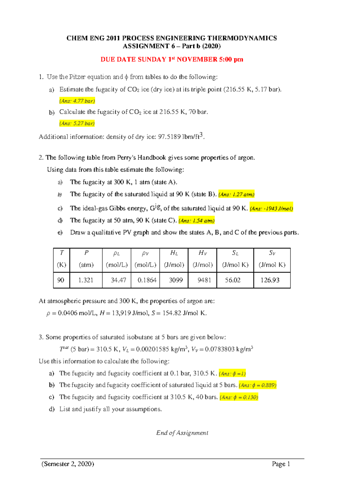 Thermo Tut#6b 2020 - Tutorial Questions - (Semester 2, 2020) Page 1 ...
