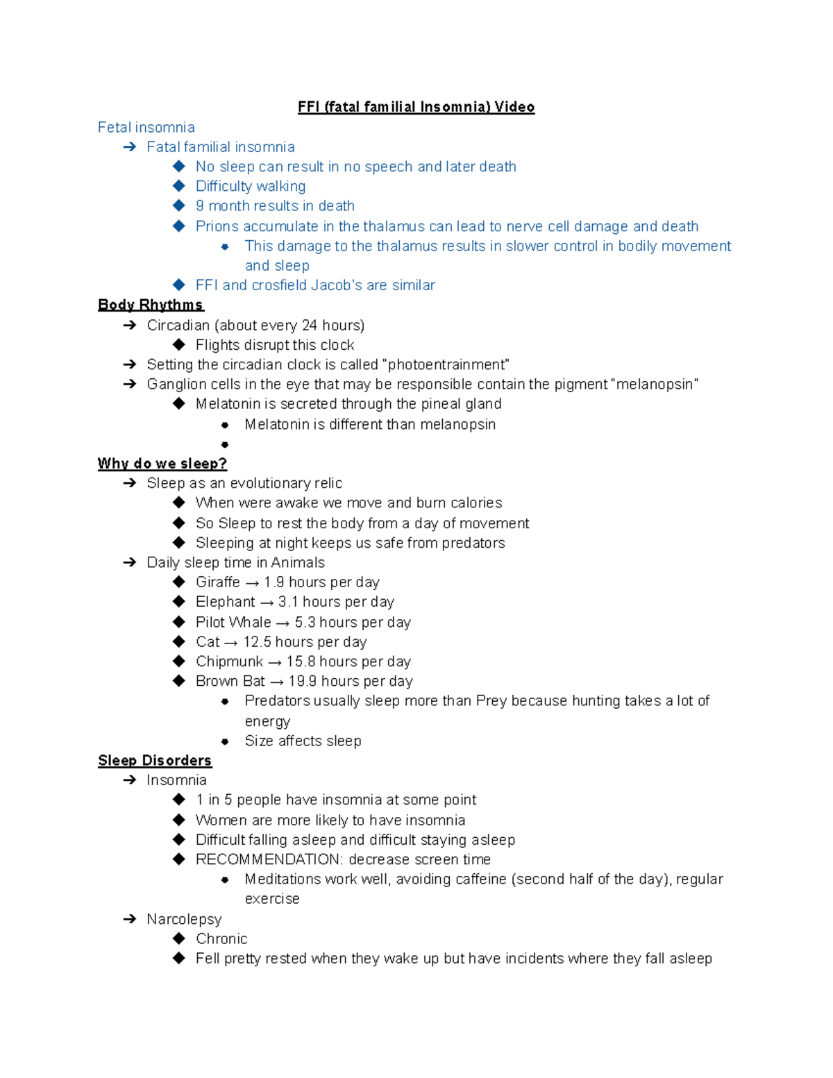 Psychology 10 11 - Dr. Merriwether - FFI (fatal familial Insomnia ...