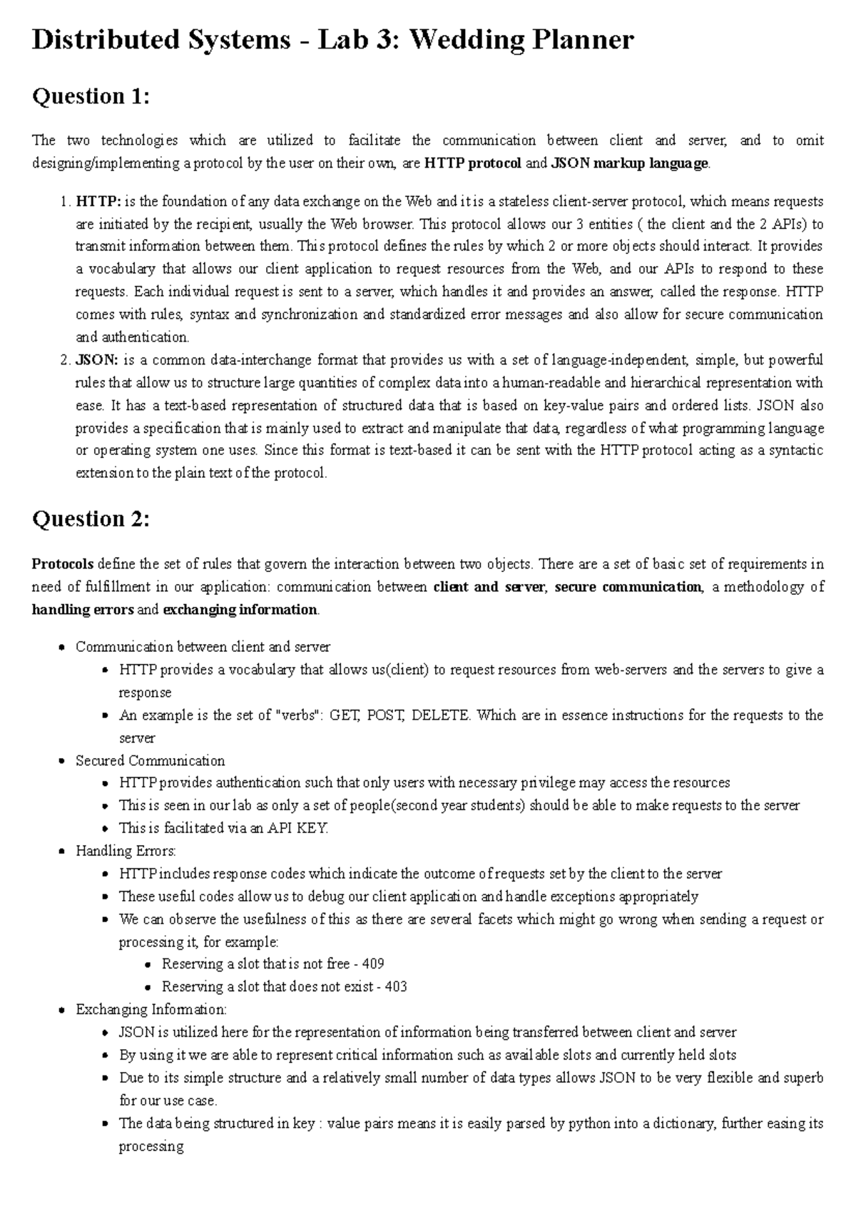 Distributed Lab 3 - Report - Distributed Systems - Lab 3: Wedding Planner Question 1: The two ...