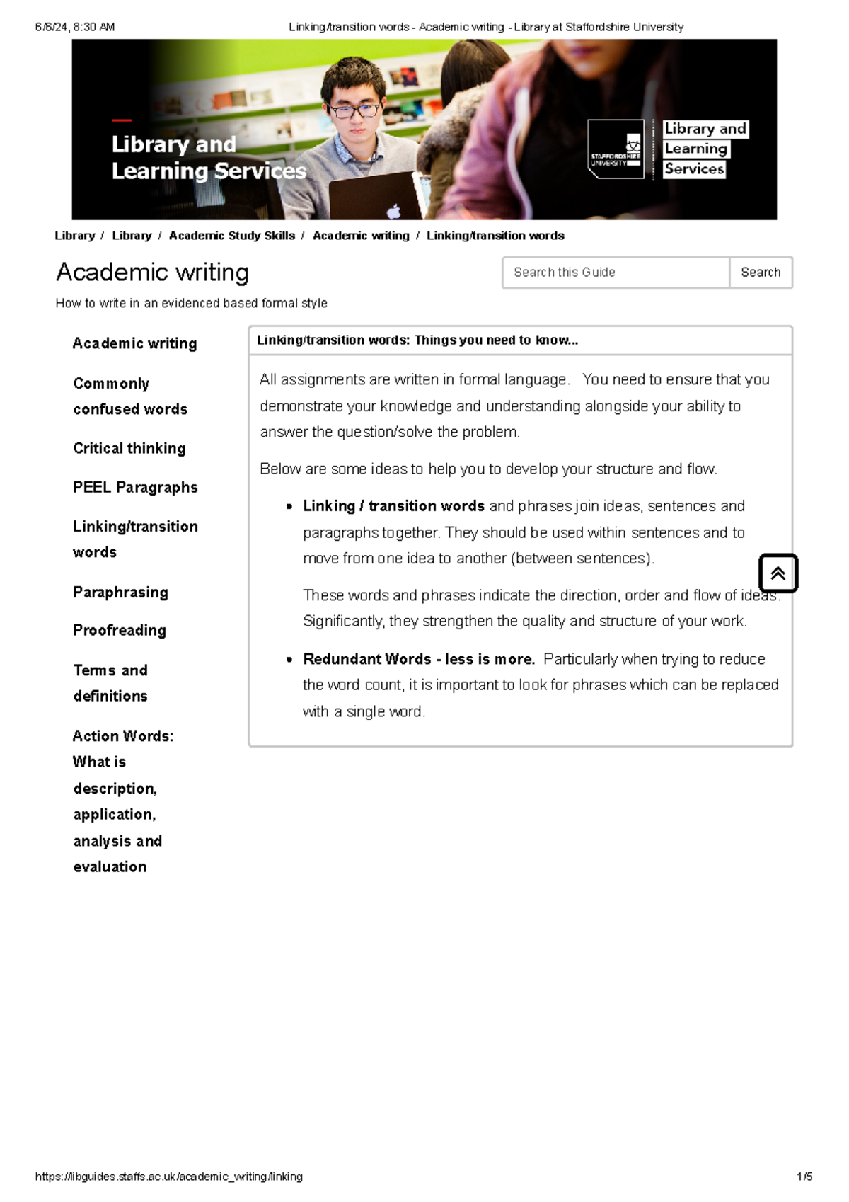 Conjunctions (Linking and Transition words) - Library / Library ...