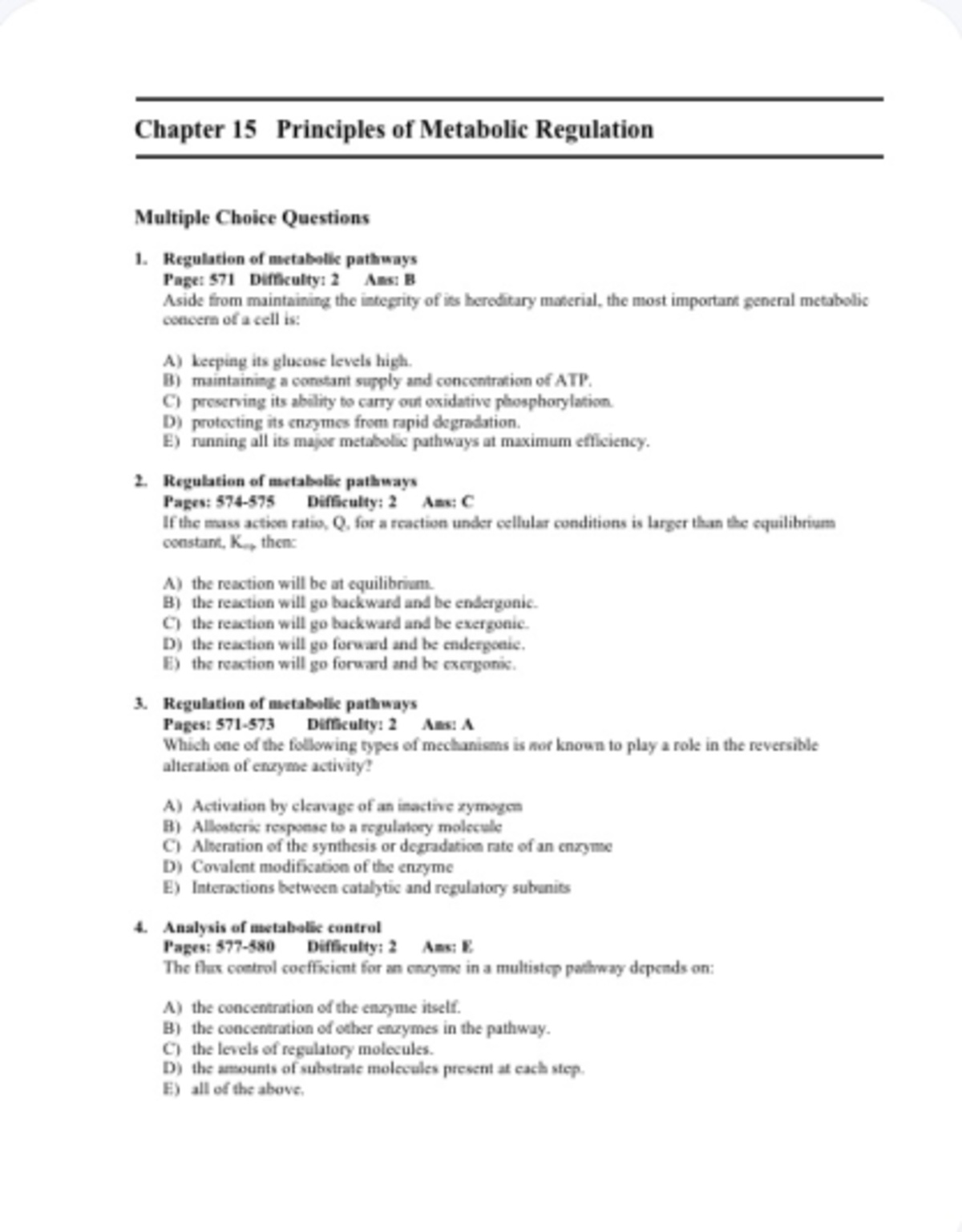 Chapter 15 - biochemistry - Chapter 15 Principles of Metabolic ...